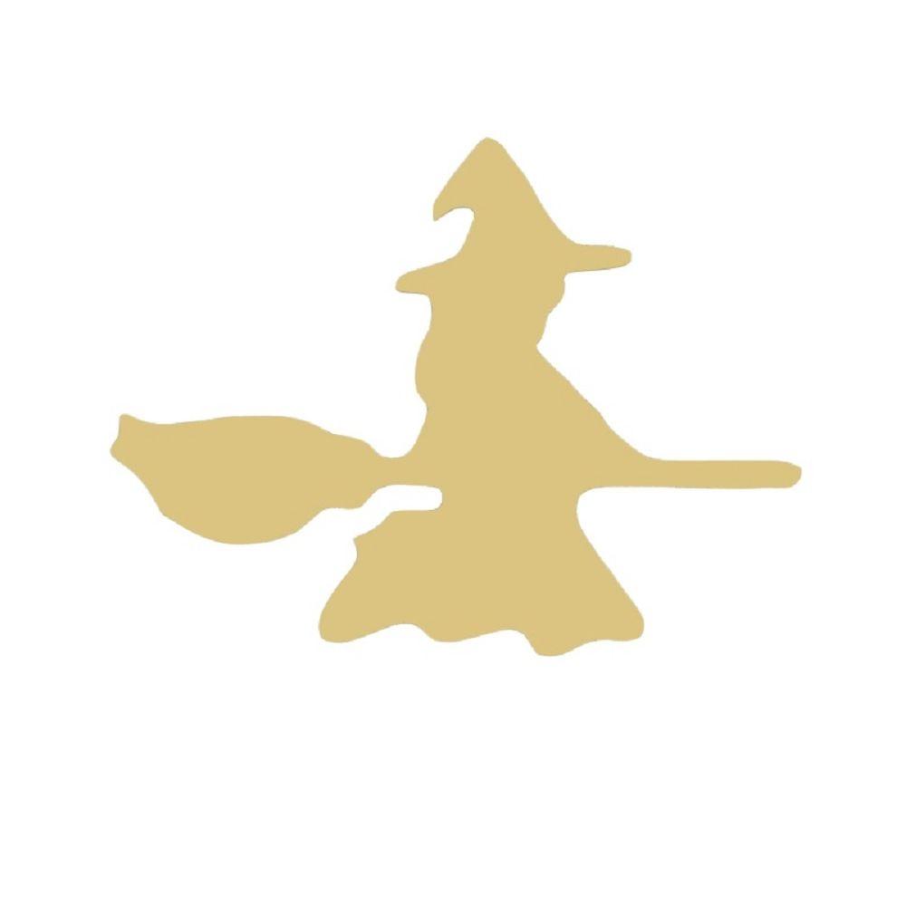 Basic Shape Witch MDF Cutout Halloween Silhouette With Broom - Unfinis ...