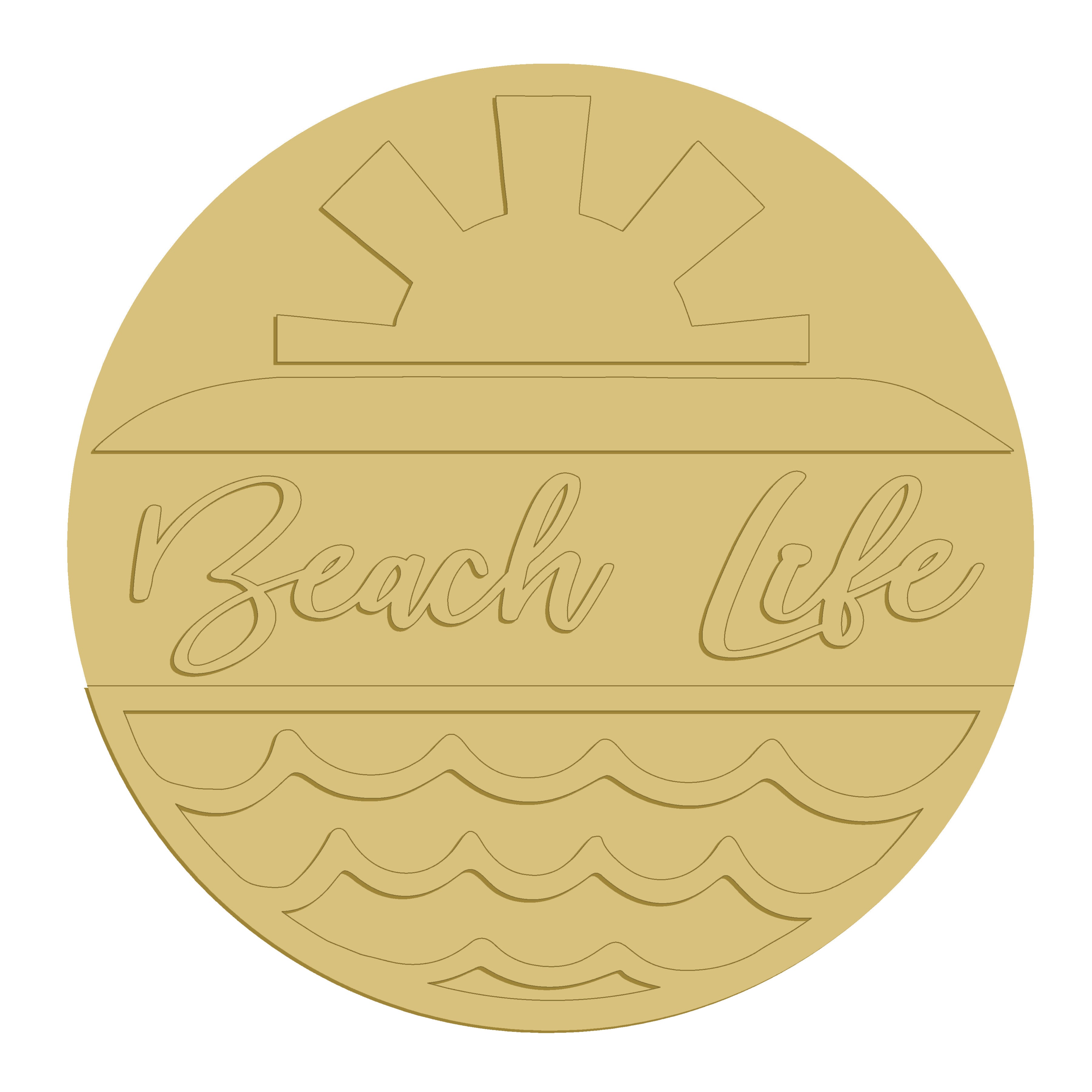 3D Round MDF Cutout Beach Life - Unfinished For DIY – Diverse Woodworking