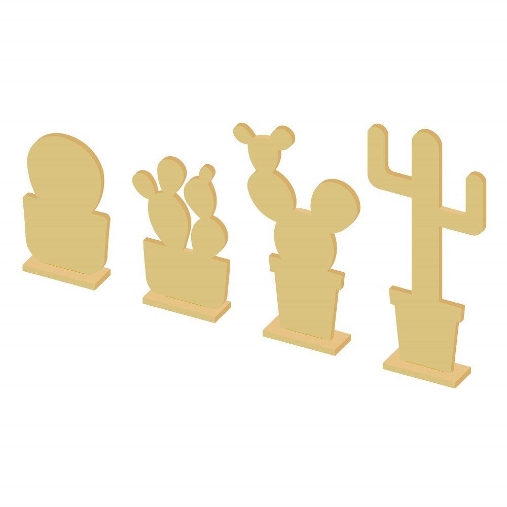 Basic Shape Cactus MDF Cutout Cacti Silhouette Set - Unfinished For DI ...