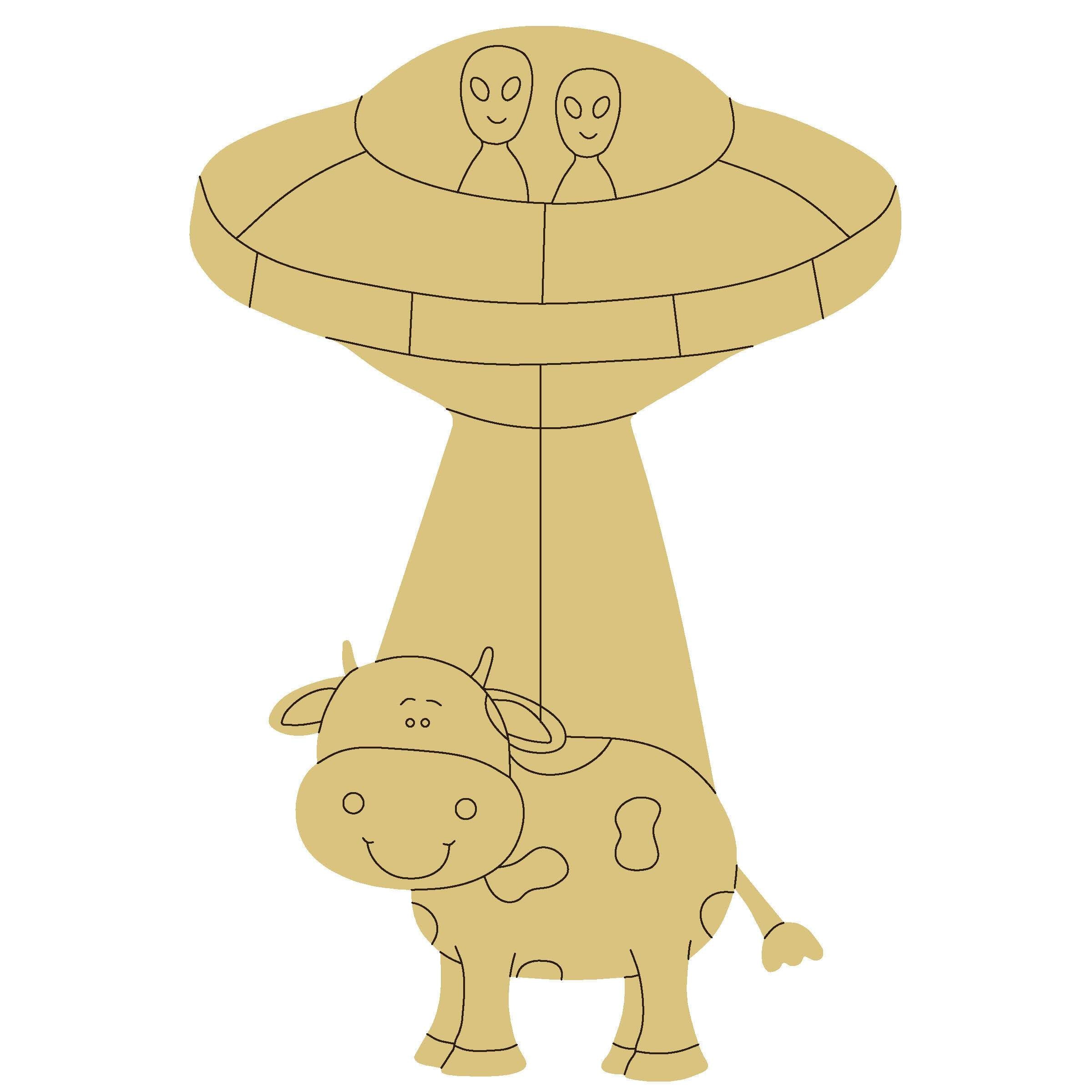 Design By Line Alien Silhouette MDF Cutout Alien UFO with Cow Scene ...