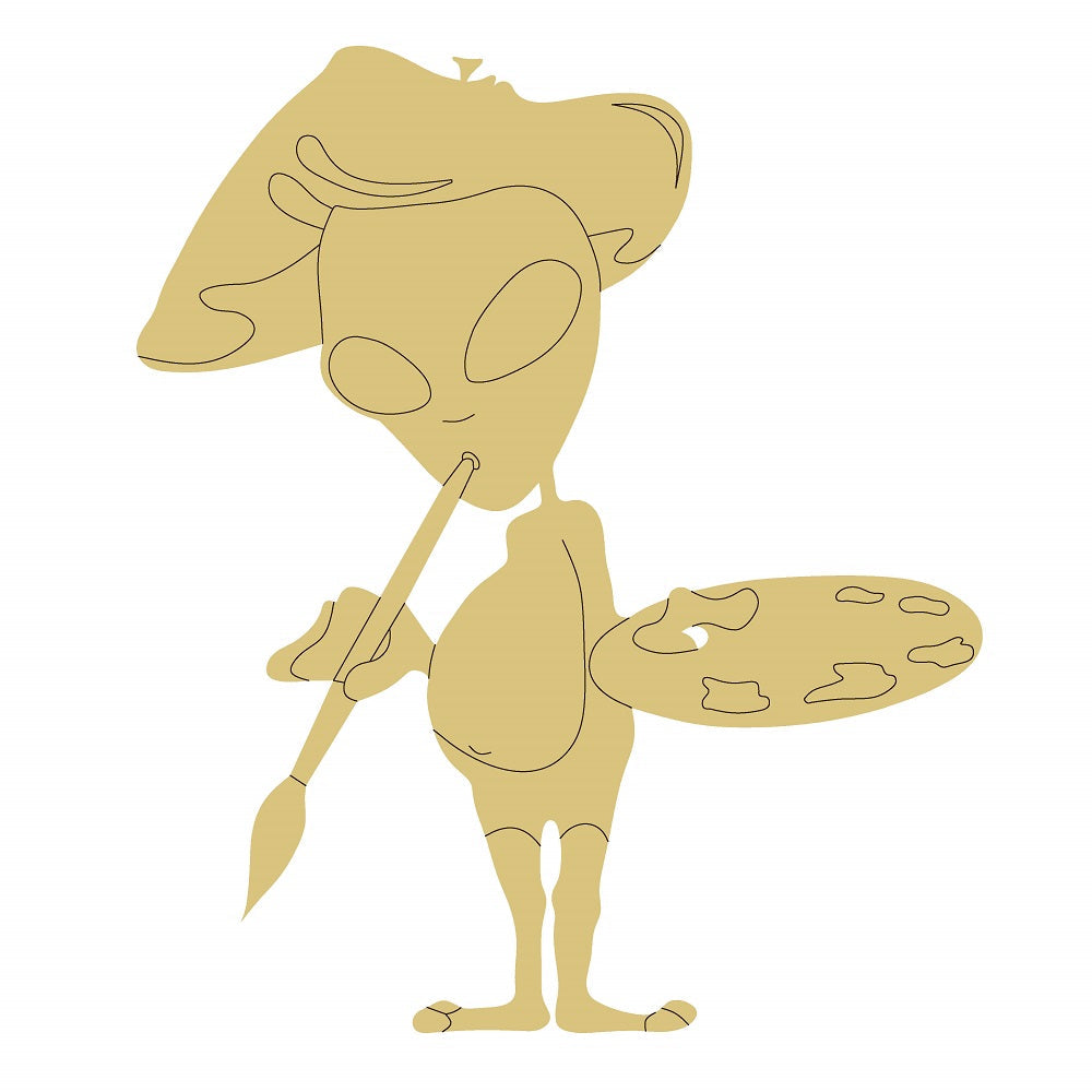 Design By Line Alien MDF Cutout Painter With Palette - Unfinished For ...