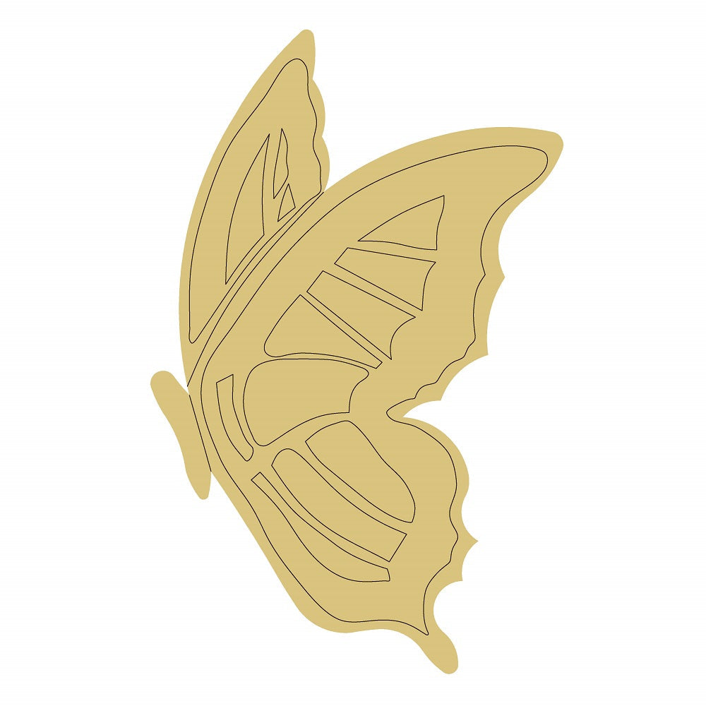 Design By Line Butterfly MDF Cutout Wing Pattern With Inner Lines - Un ...