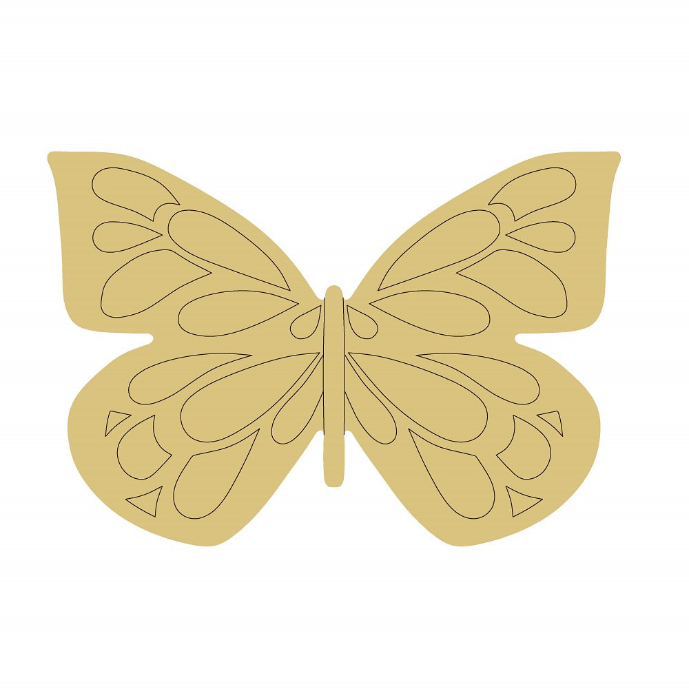 Design By Line Butterfly MDF Cutout Intricate Line-Pattern Wings - Unf ...