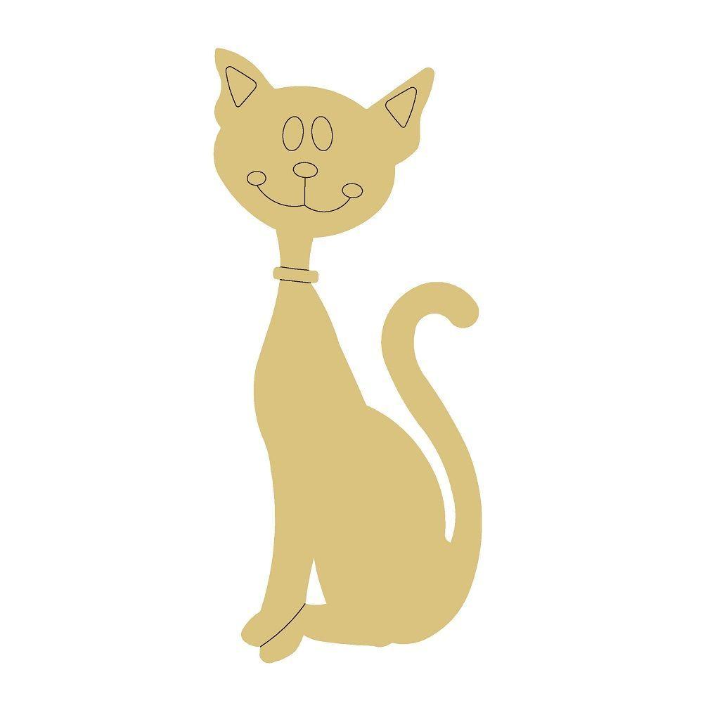 Design By Line Cat MDF Cutout Sitting Silhouette - Unfinished For DIY ...