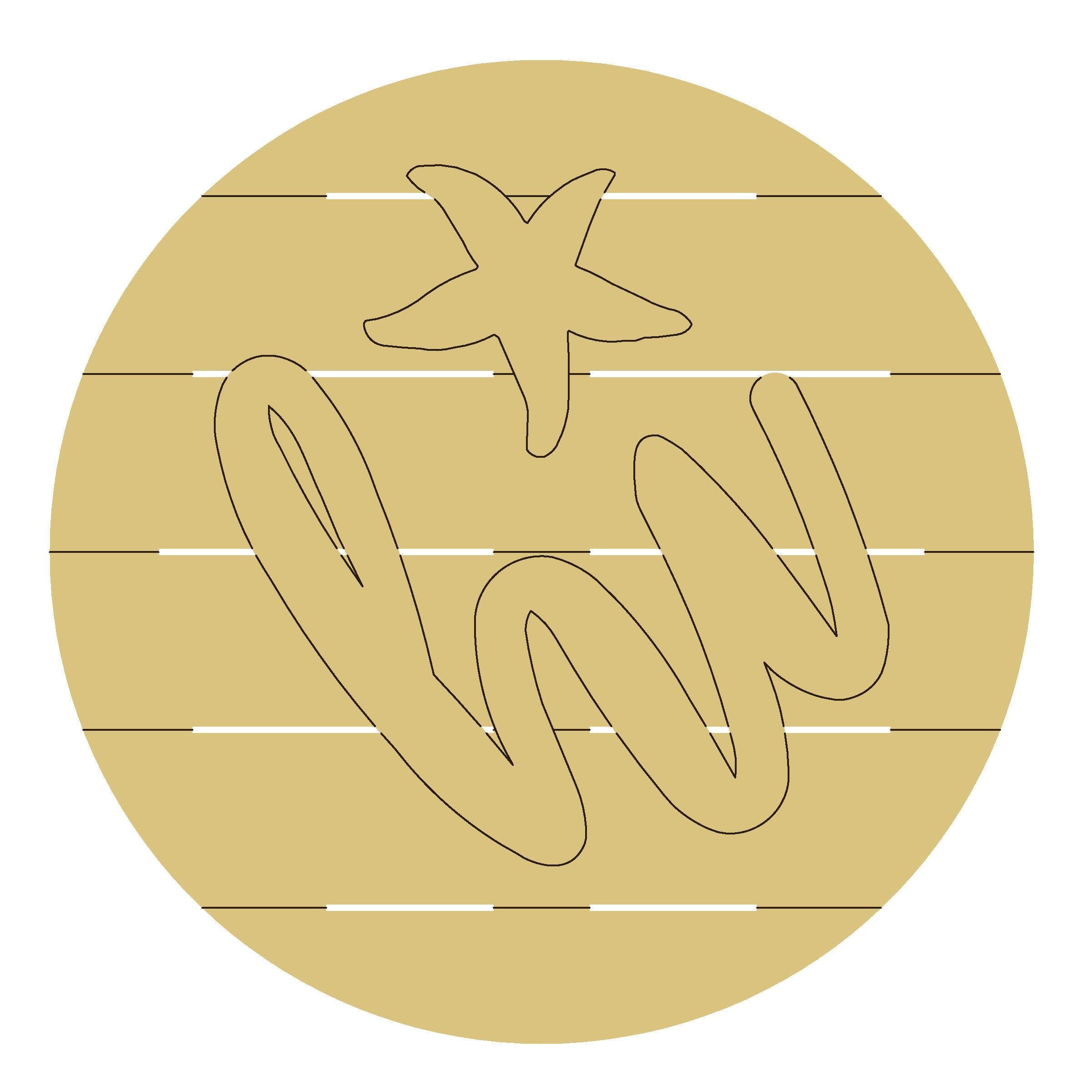 Design By Line Round MDF Cutout Wow Starfish Accent - Unfinished For D ...