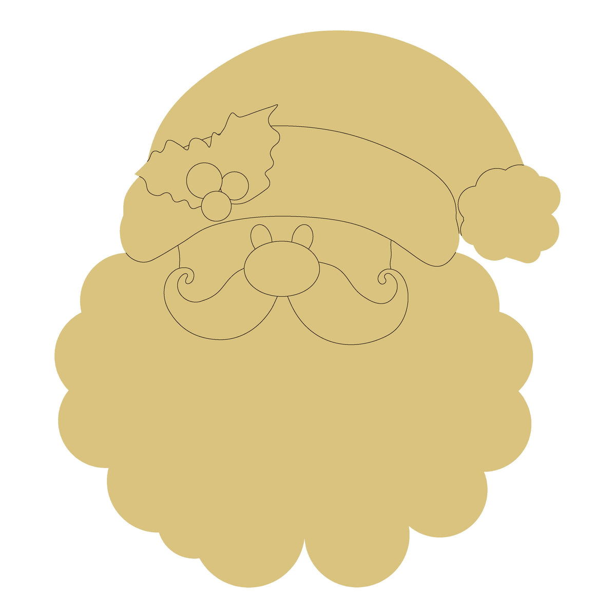 Santa Design Line Cutout – Unfinished MDF Craft Blank | Etched Lines f ...
