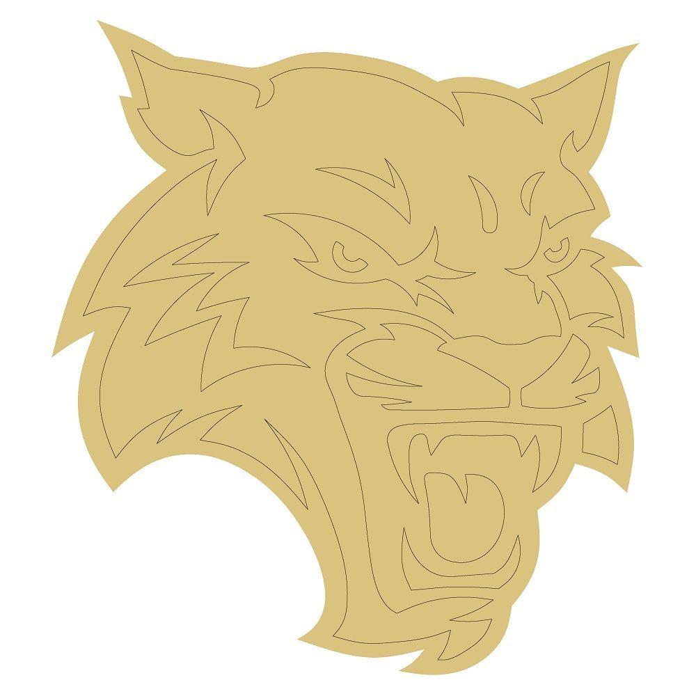 Design By Line Wildcat Head MDF Cutout Line Art - Unfinished For DIY ...