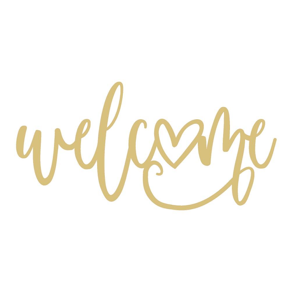 Basic Shape Word MDF Cutout Welcome With Heart - Unfinished For DIY ...
