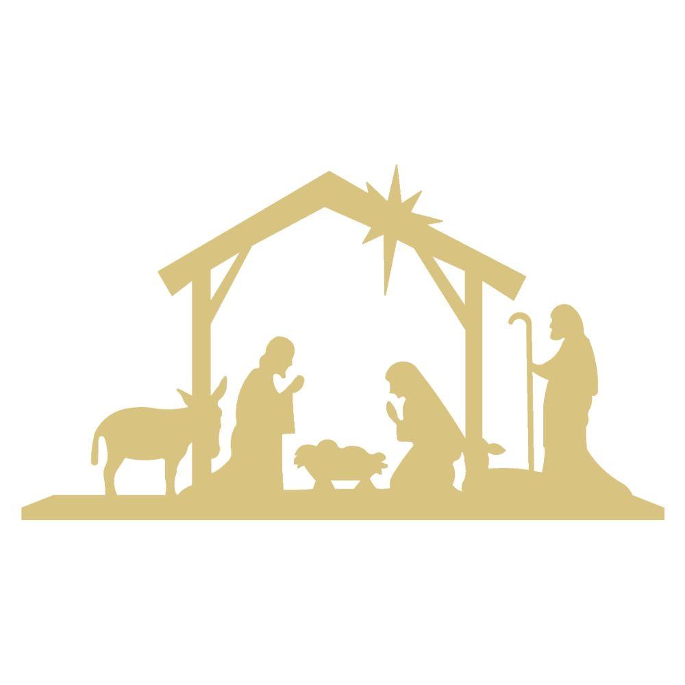 Basic Shape Nativity Scene MDF Cutout Bethlehem Stable Silhouette Styl ...