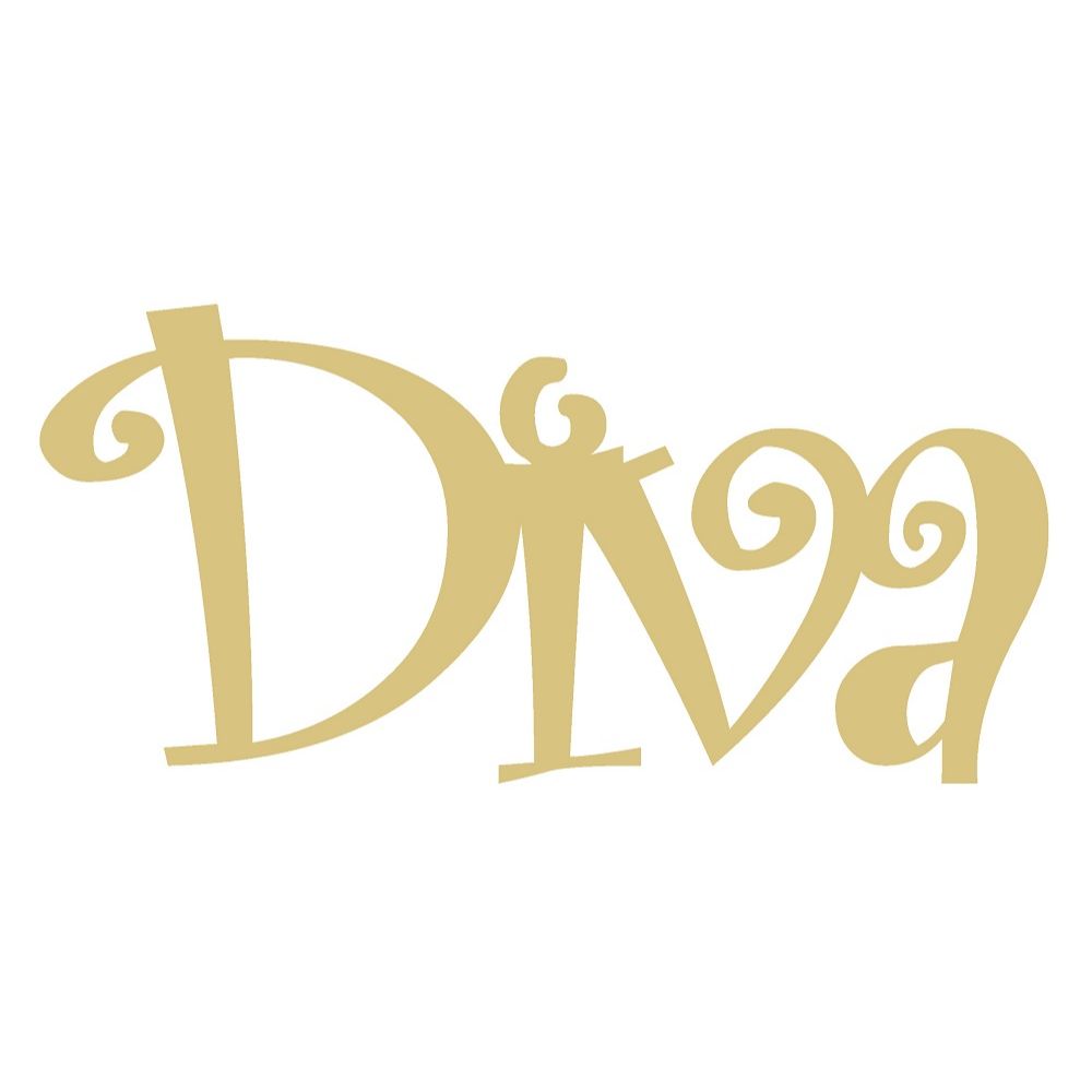 LASER CUT WORD-DIVA UNFINISHED WOOD CUTOUT STYLE 1 – Diverse Woodworking